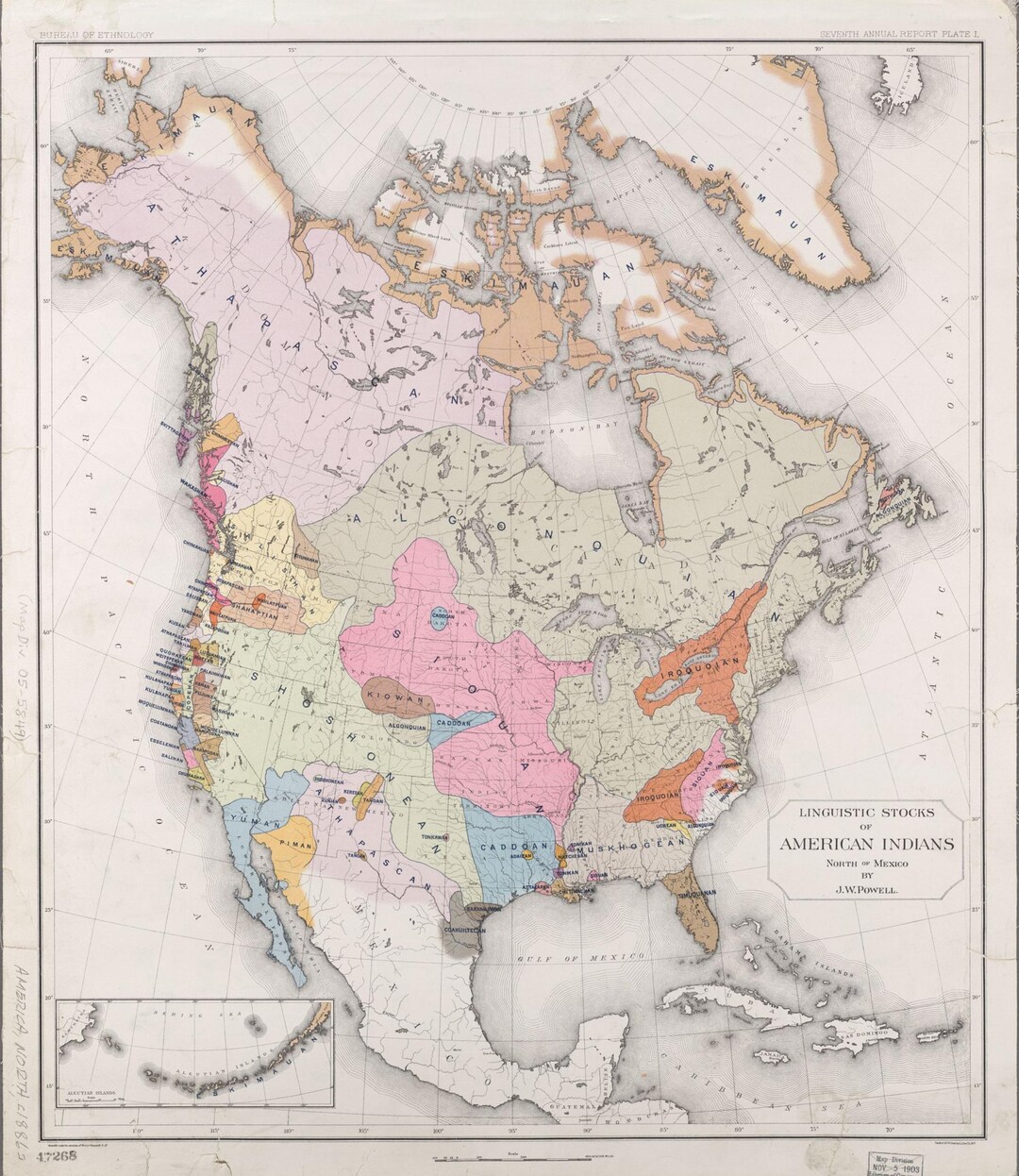 Vintage Native American Language Map Indigenous Tribes, Linguistic ...