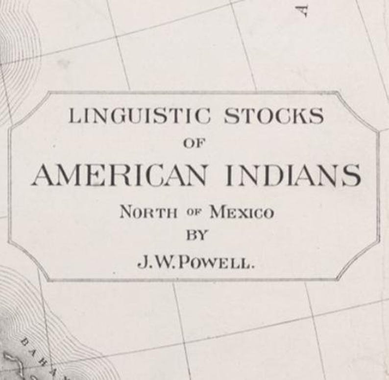 Vintage Native American Language Map Indigenous Tribes, Linguistic ...