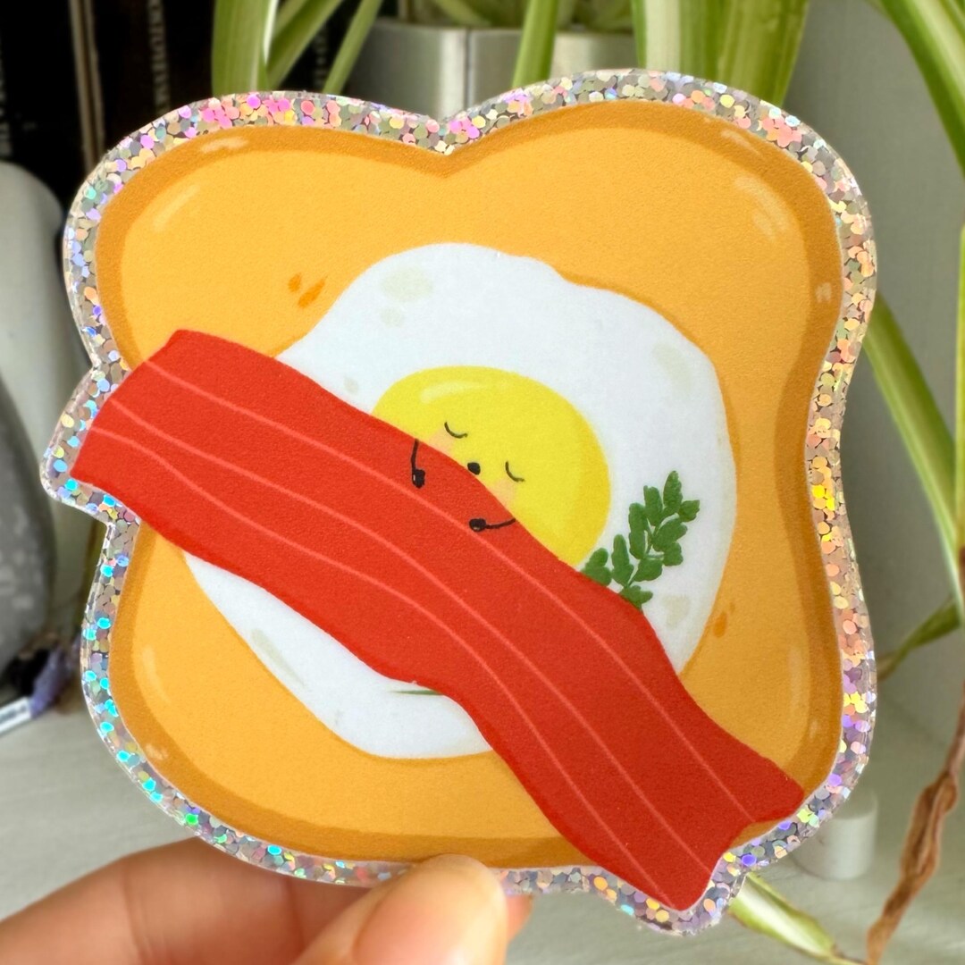 Glitter Egg Vinyl Sticker | Water Bottle, Laptop Decal | Cute Toast ...