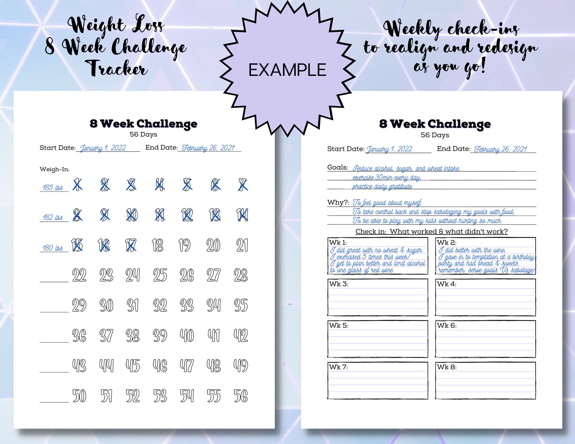 Printable Weight Loss Tracker - 8 Week Challenge - Etsy