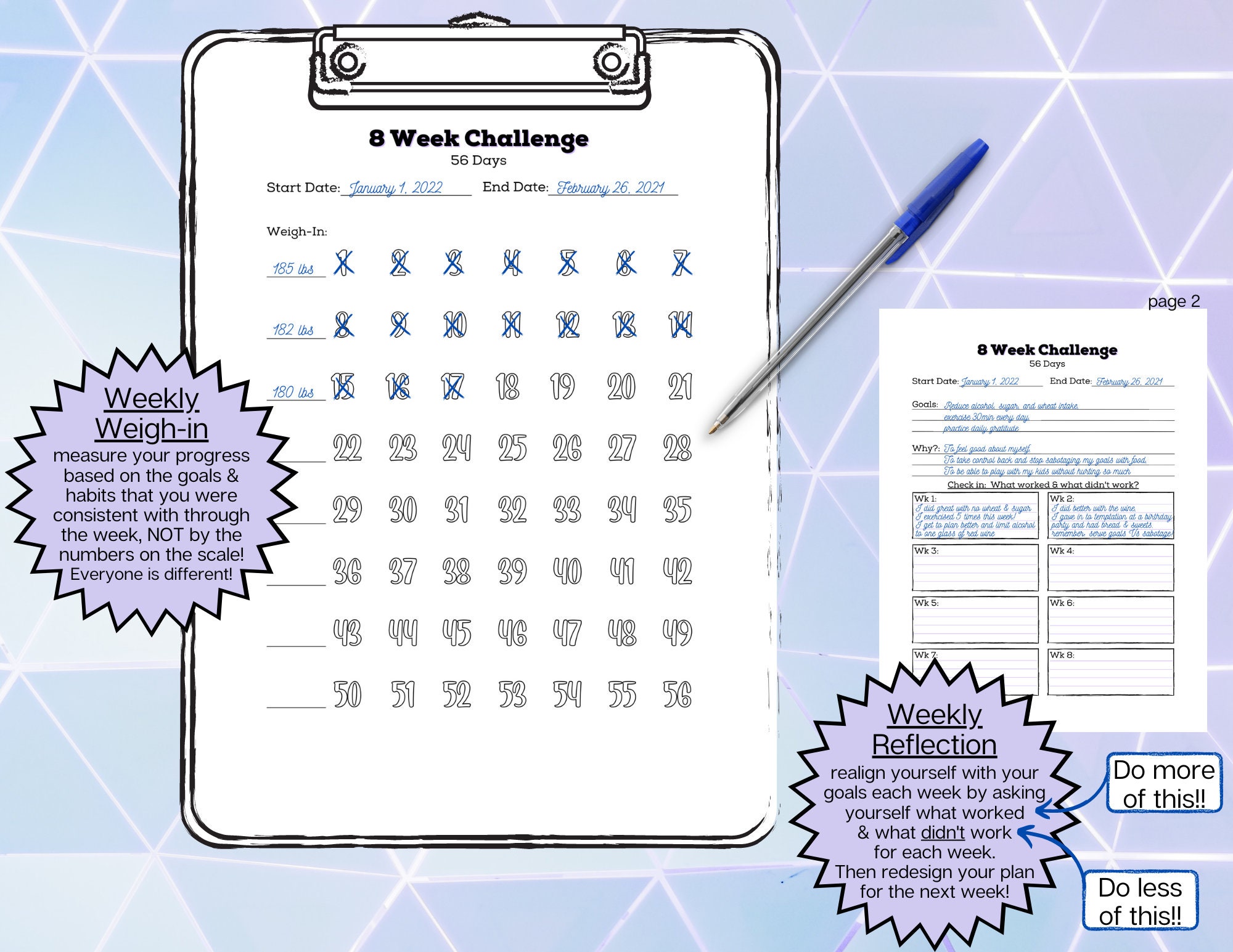Printable Weight Loss Tracker - 8 Week Challenge - Etsy