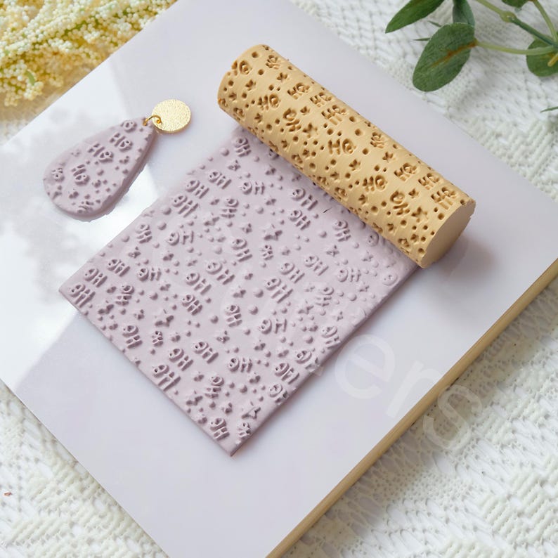 Christmas Ho Ho Pattern Clay Roller - Seamless Texture Tool for Polymer ...