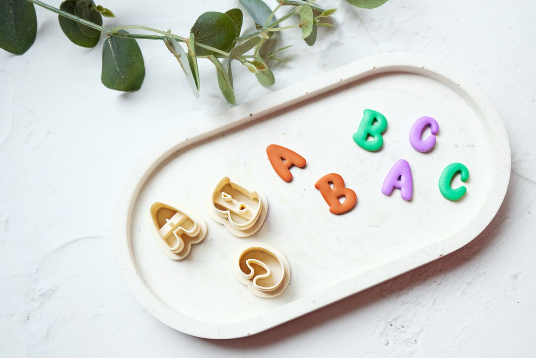 ABC Letter Polymer Clay Cutter, Back to School Clay Cutter, Embossed Ruler Clay Cutter, Scallop ...