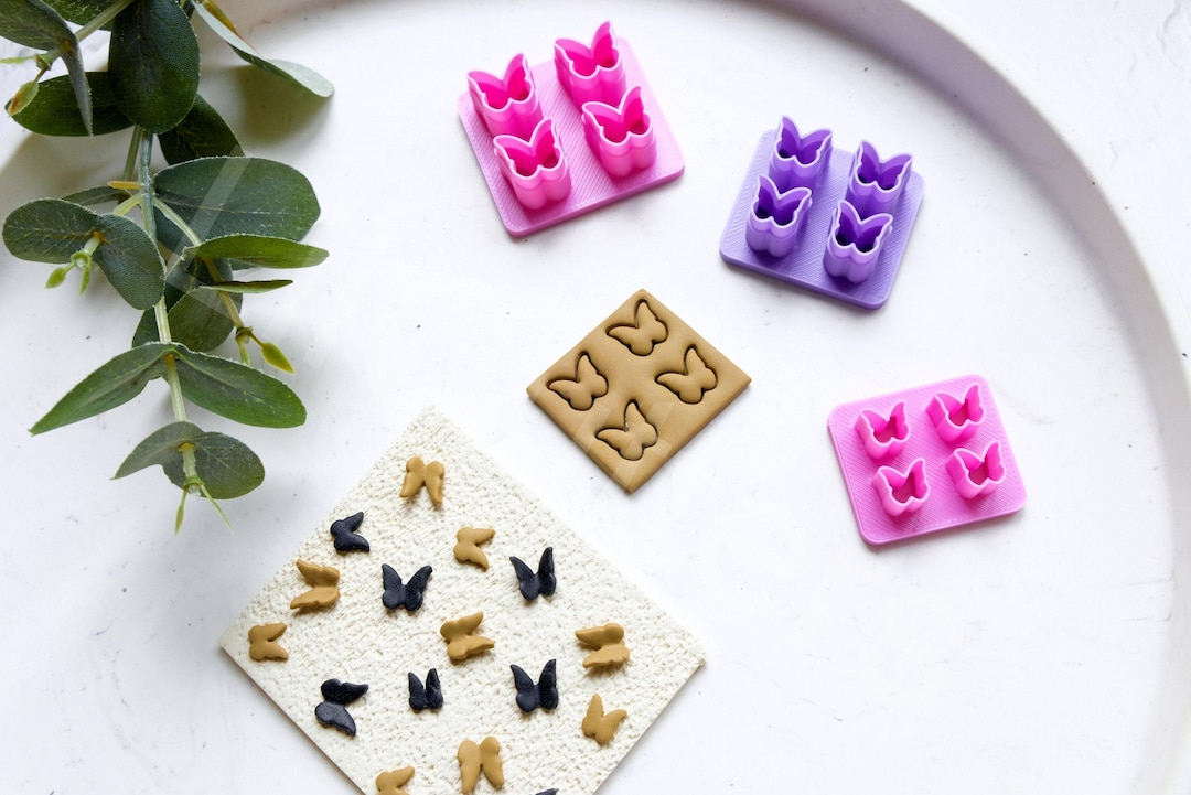 Mini Butterfly Polymer Clay Cutter Set - Embossed Micro Earring Making ...