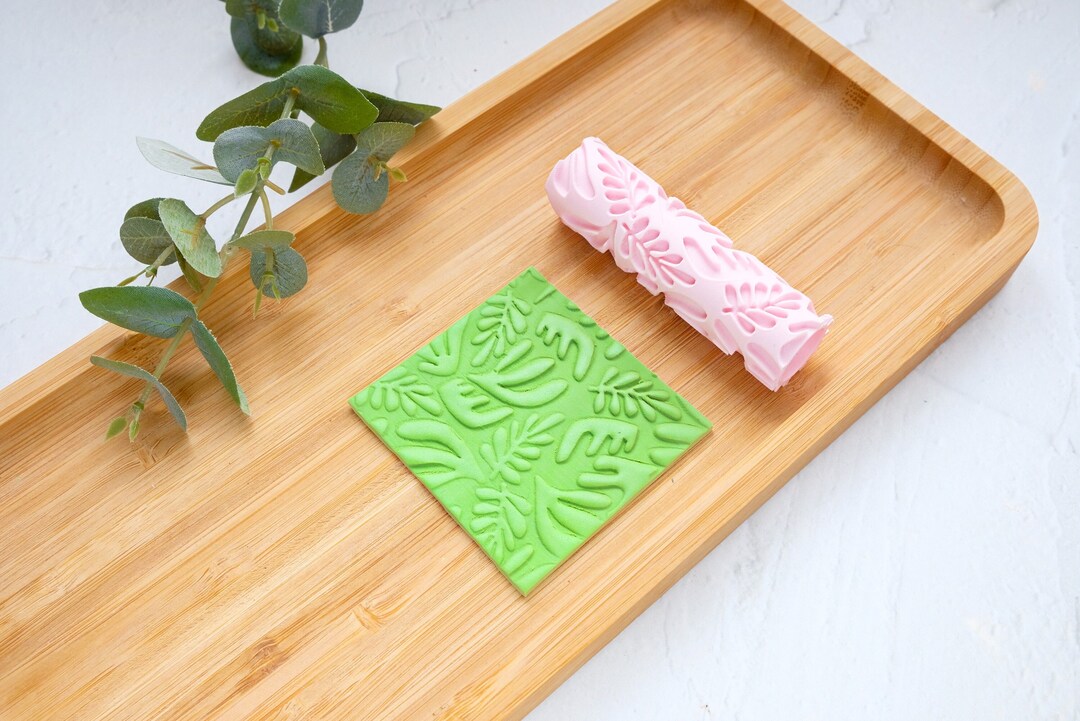Abstract Flower Clay Roller big Pattern, Botanical Clay Roller, Leaf ...