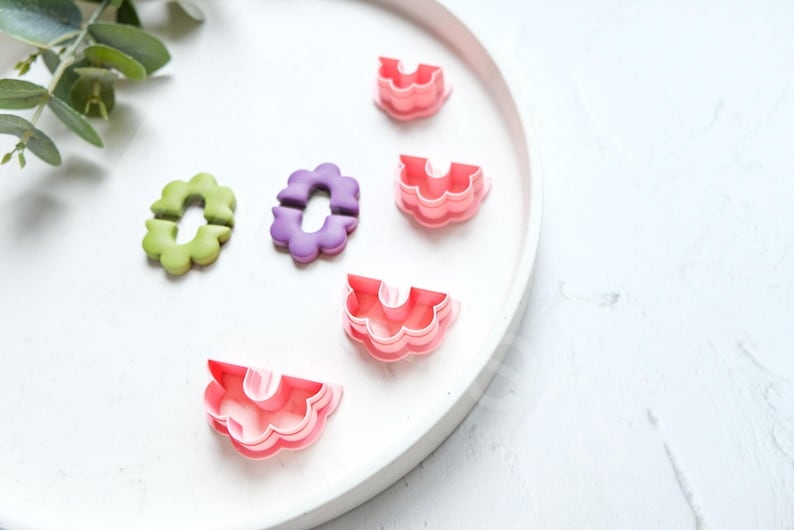 Half Flower Polymer Clay Cutter: Geometric Earring Design - Etsy