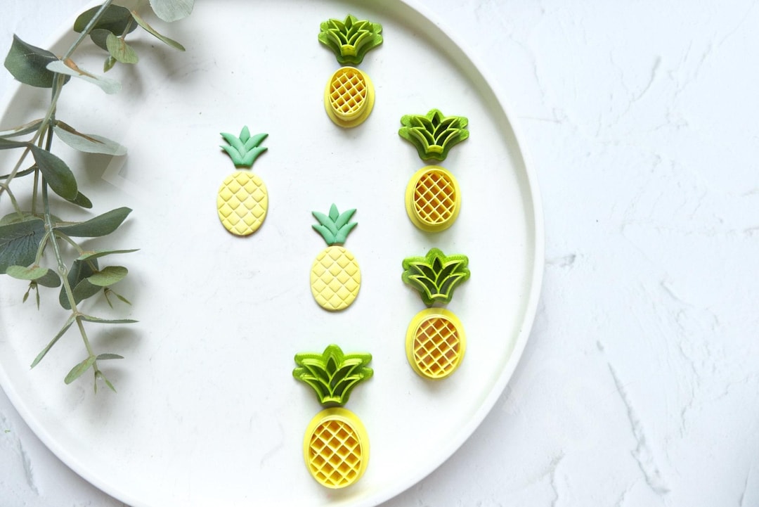 Pineapple Clay Cutter Set: Embossed Polymer Clay Cutters - Etsy