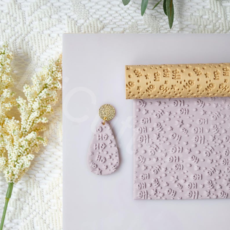 Christmas Ho Ho Pattern Clay Roller - Seamless Texture Tool for Polymer ...