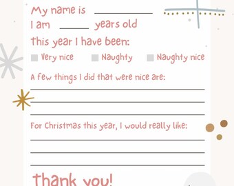 Personalized Letter to Santa PDF Download Christmas Wish List for Kids ...