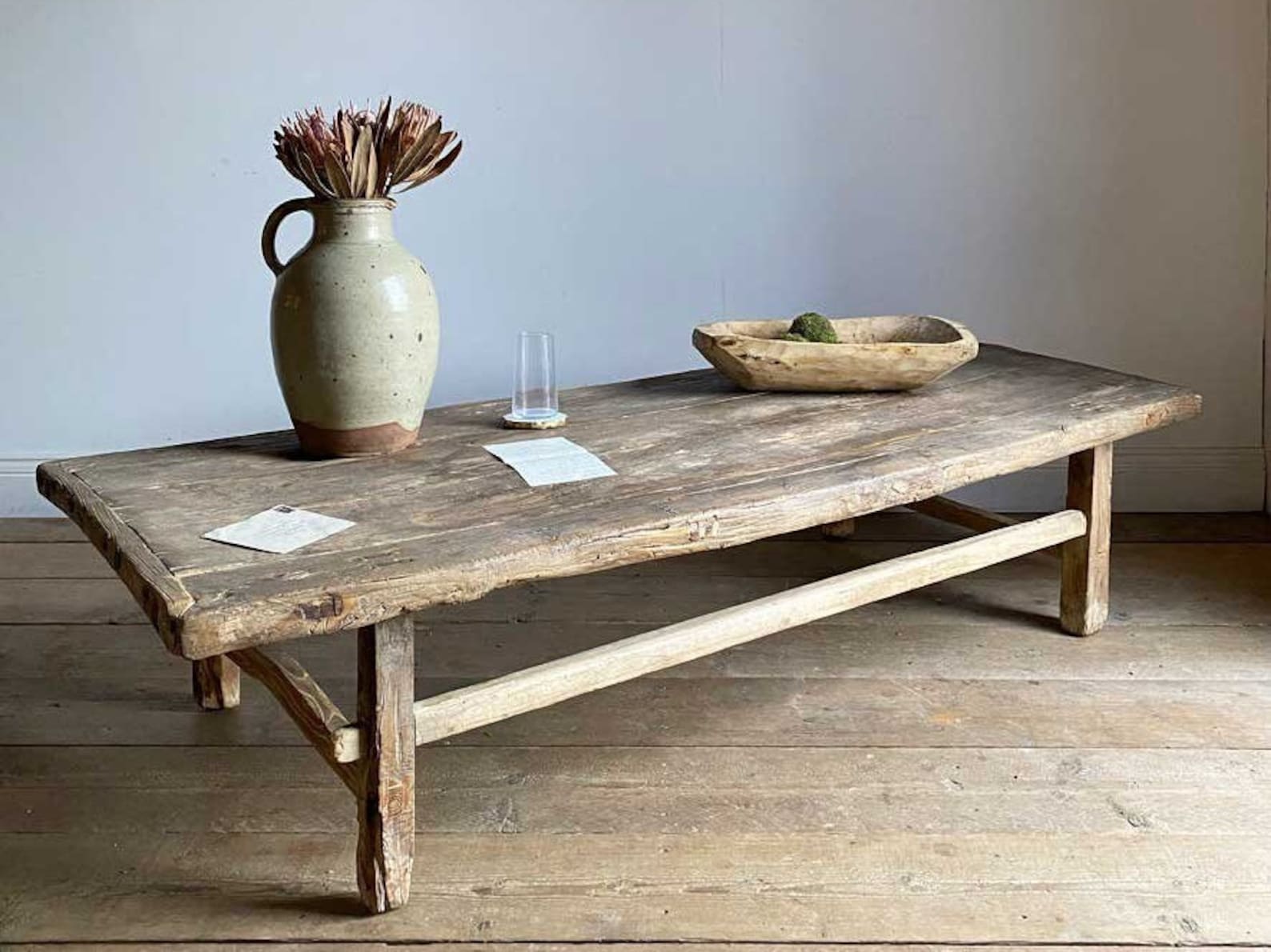 Reclaimed Wood Coffee Table, Wooden Rustic Low Dining and Coffee Table ...