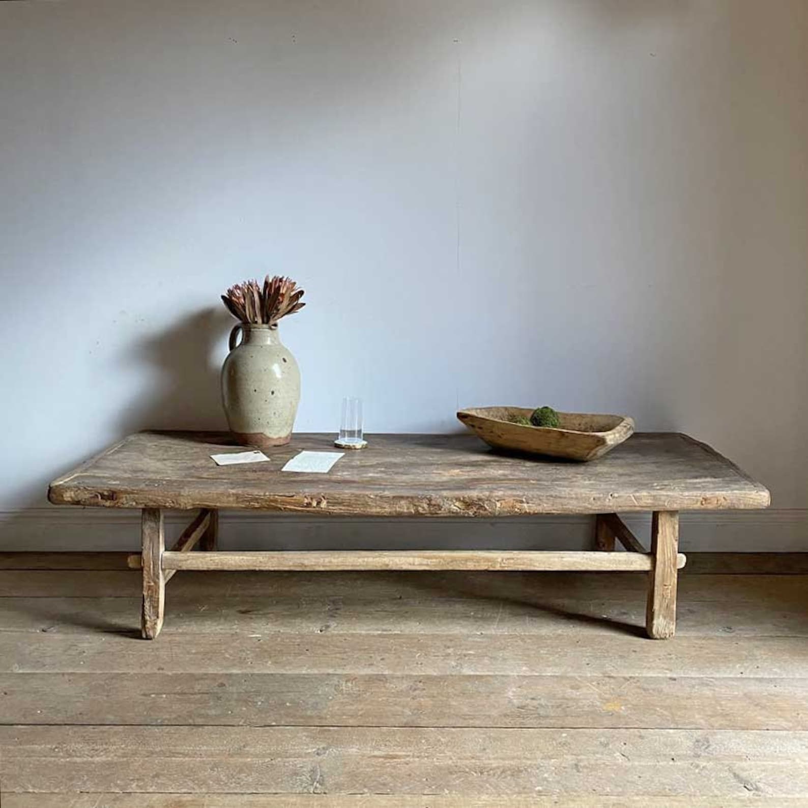 Reclaimed Wood Coffee Table, Wooden Rustic Low Dining and Coffee Table ...