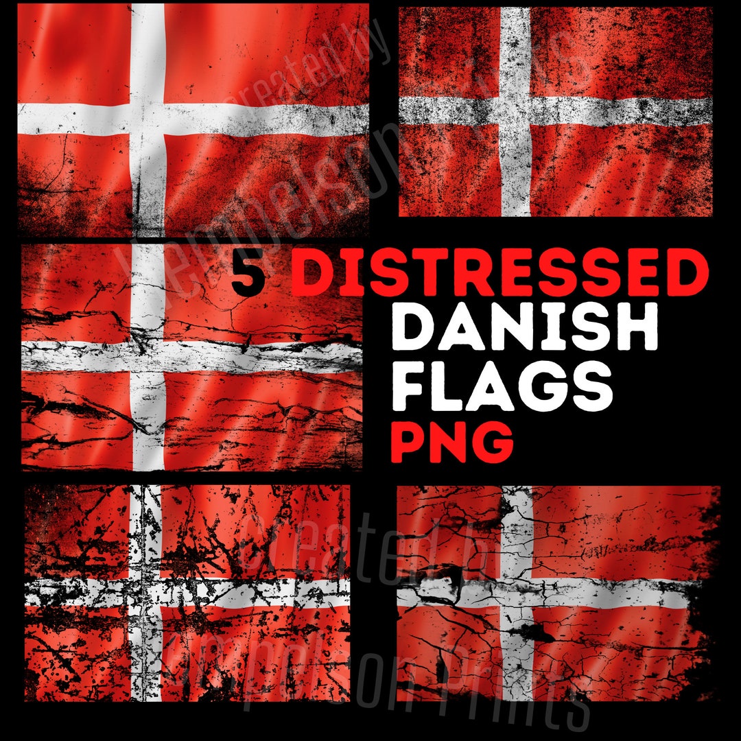Bundle of 5 Danish Flags , Distressed Grunge Retro Denmark Flag Png ...