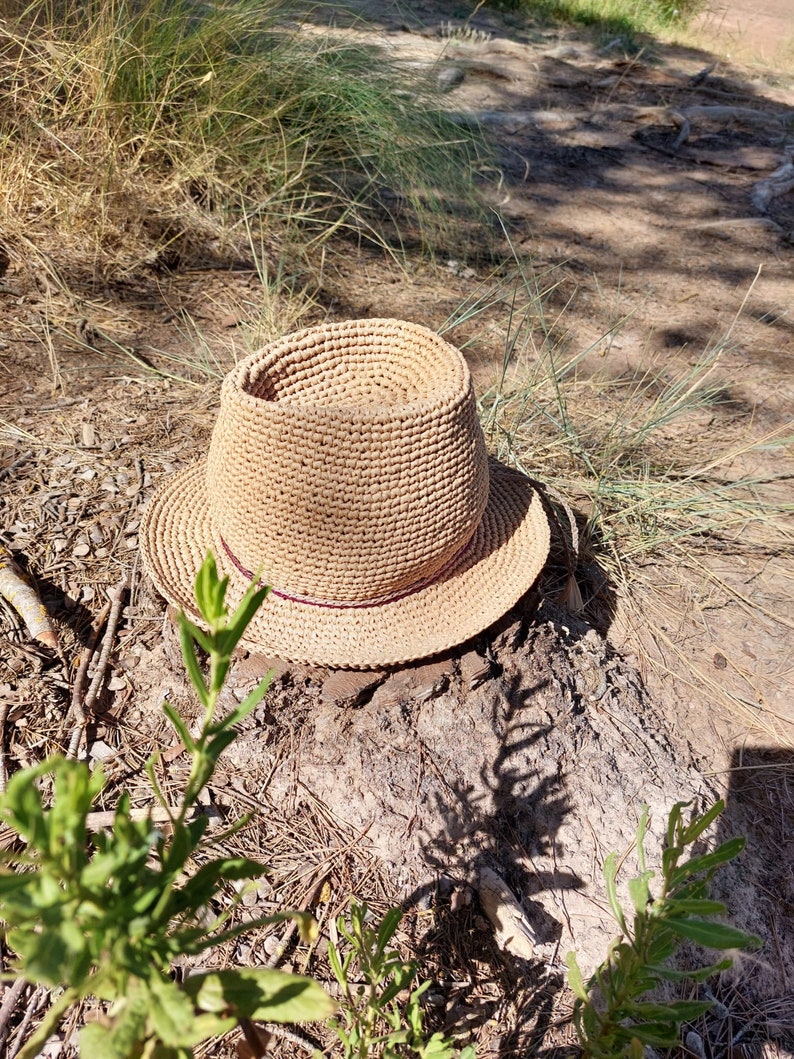 Beige Crochet Raffia Hat - Etsy