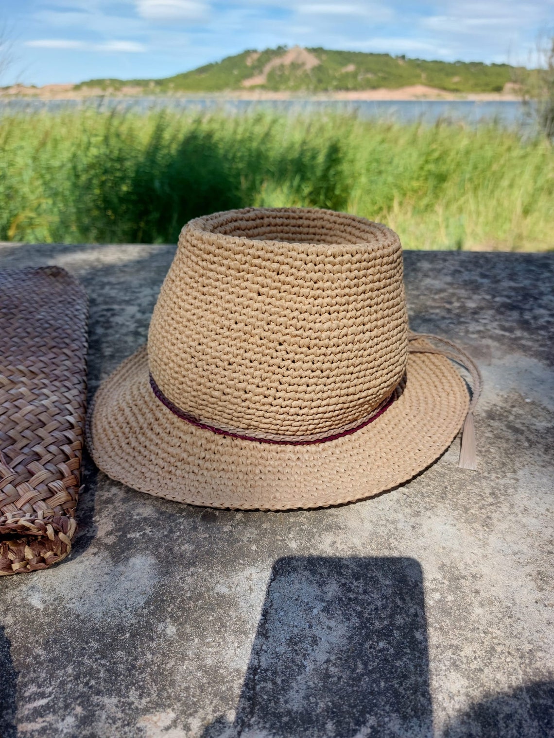 Beige Crochet Raffia Hat - Etsy