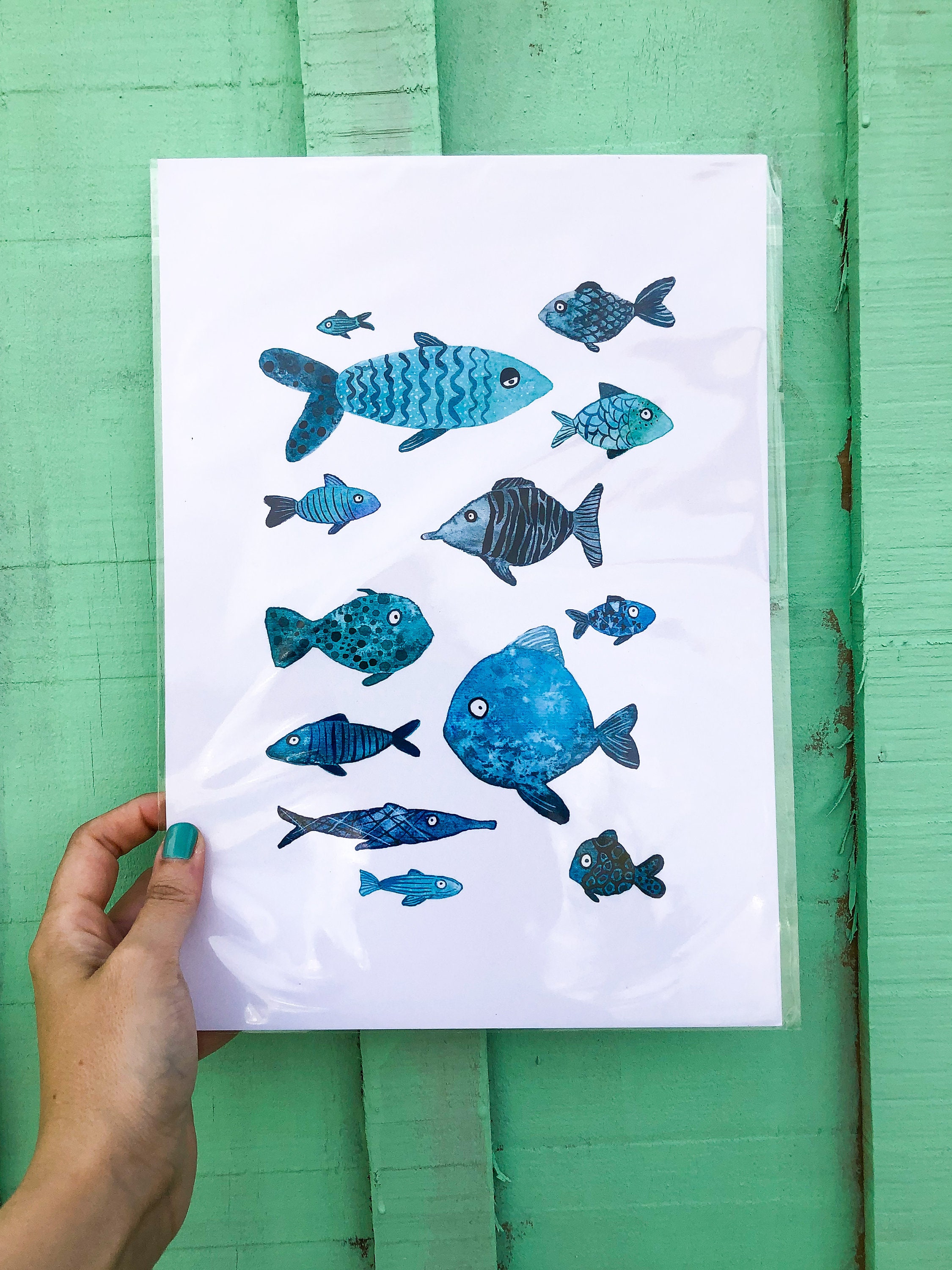 Fishes Illustration Print in A4 Size Digital Print of Watercolor and ...