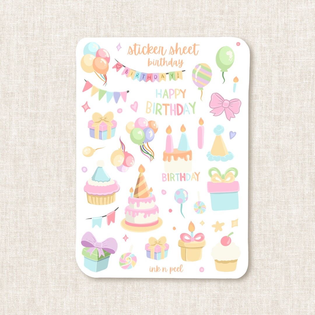 Sticker Sheet - Happy Birthday | Journaling Stickers for Your Planner ...