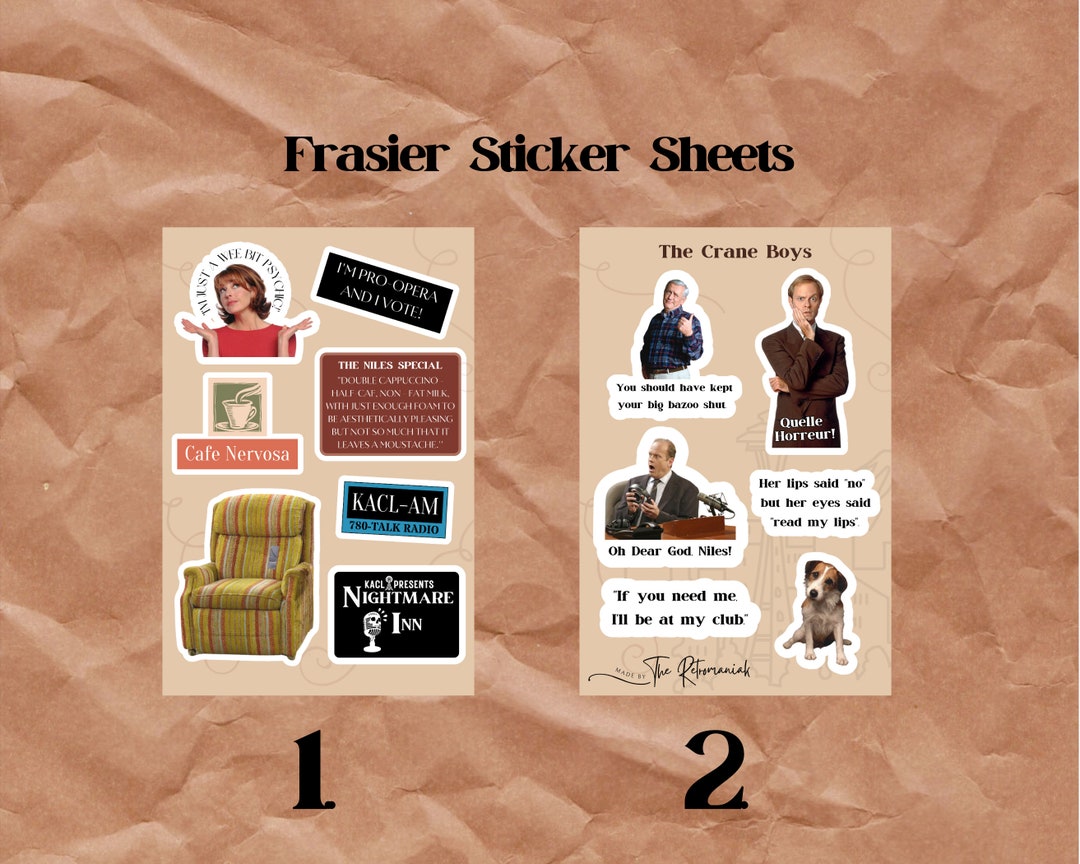 Frasier Sticker Sheet Set: Cafe Nervosa, Crane Boys - Etsy