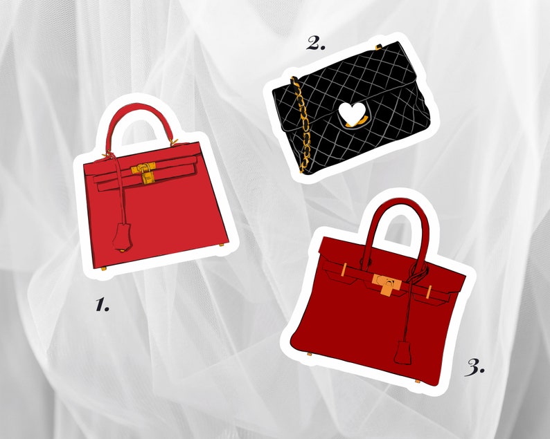 3pcs Fashion Handbags Stickers Glossy Water-resistant Stickers Luggage ...