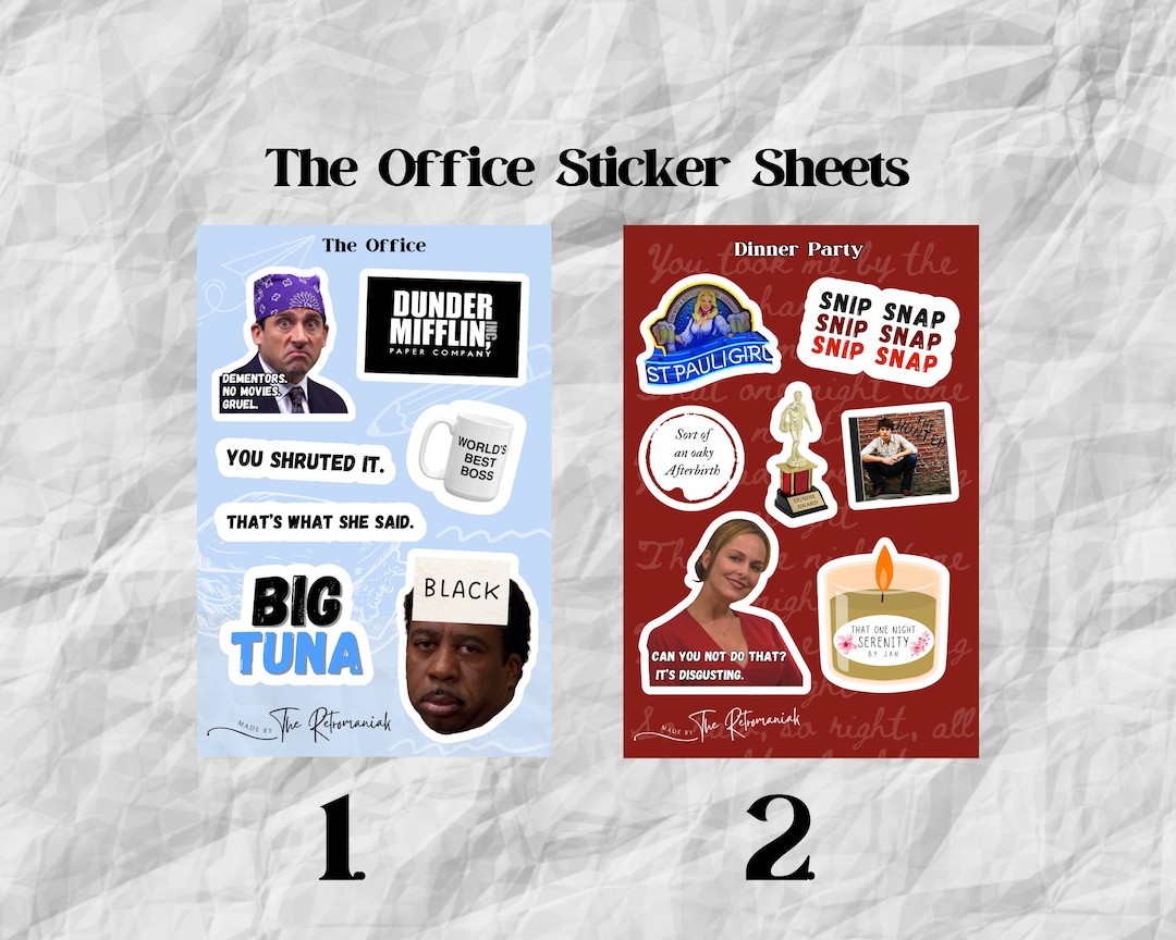The Office Sticker Sheet Set: Funny TV Show Stickers - Etsy