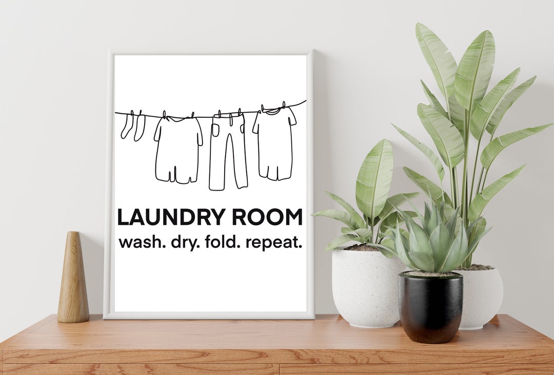 Laundry Room Art Print | Wash Dry Fold Repeat | Gallery Wall Art ...