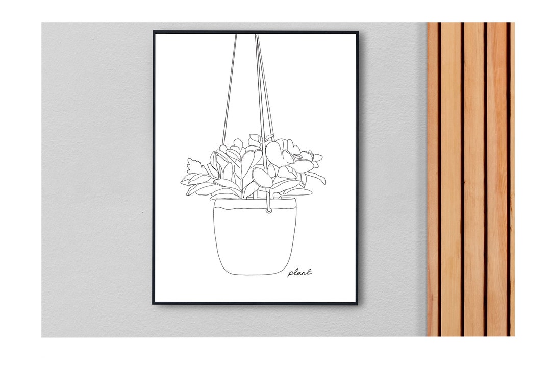 Hanging Plant Art | INSTANT DOWNLOAD | House Plant Art | Minimal Line ...