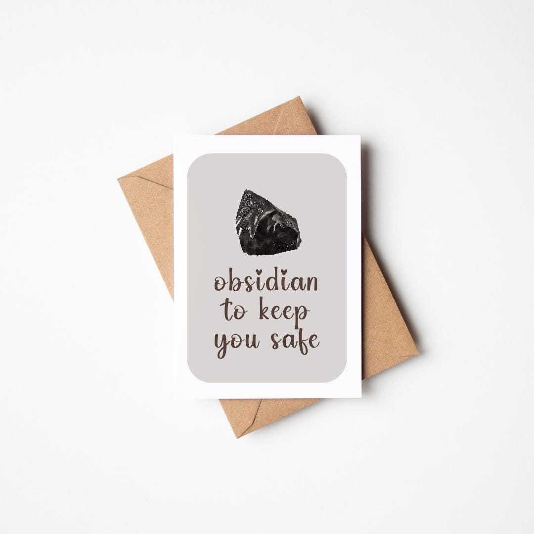Black Obsidian to Keep You Safe Healing Crystal Greeting Card ...