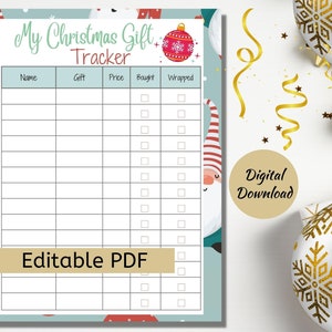 Christmas Gift Tracker Printable Christmas Gift List Printable Holiday ...