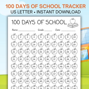 100 Days of School Printable Tracker, 100th Day of School Countdown ...