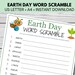 Earth Day Word Scramble, Earth Day Printable Game, Environmental ...