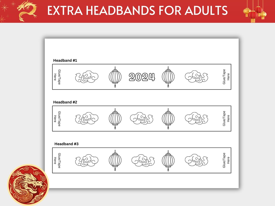 Year of the Dragon Paper Crowns, Year of the Dragon 2024, Lunar New ...