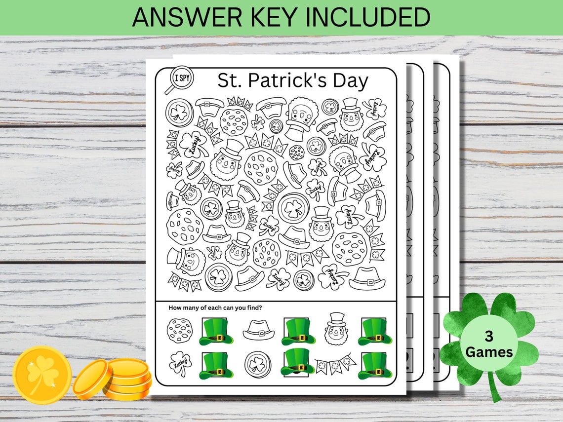 St. Patrick's Day I Spy Printable Game for Kids St. Patrick's Day ...