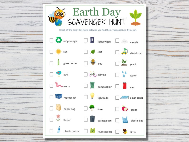 Earth Day Scavenger Hunt Earth Day Printable Activities - Etsy
