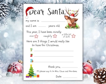 Letter to Santa ~ Dear Santa, Editable Letter to Santa, Dear Santa ...