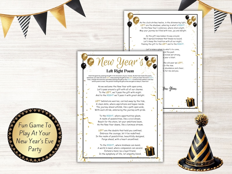 New Year Left Right Game, New Years Eve Party Games, New Year Game ...