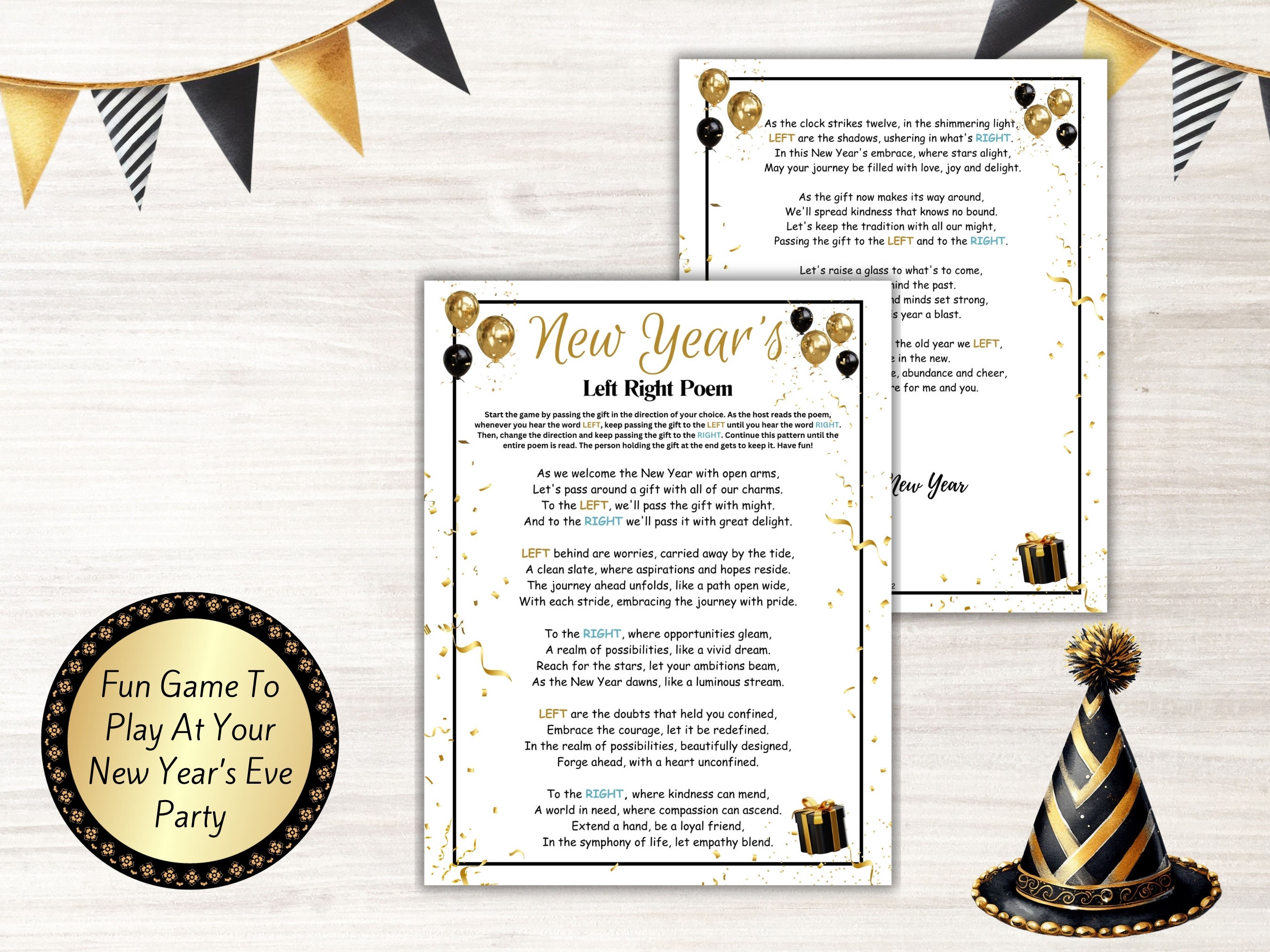 New Year Left Right Game, New Years Eve Party Games, New Year Game ...