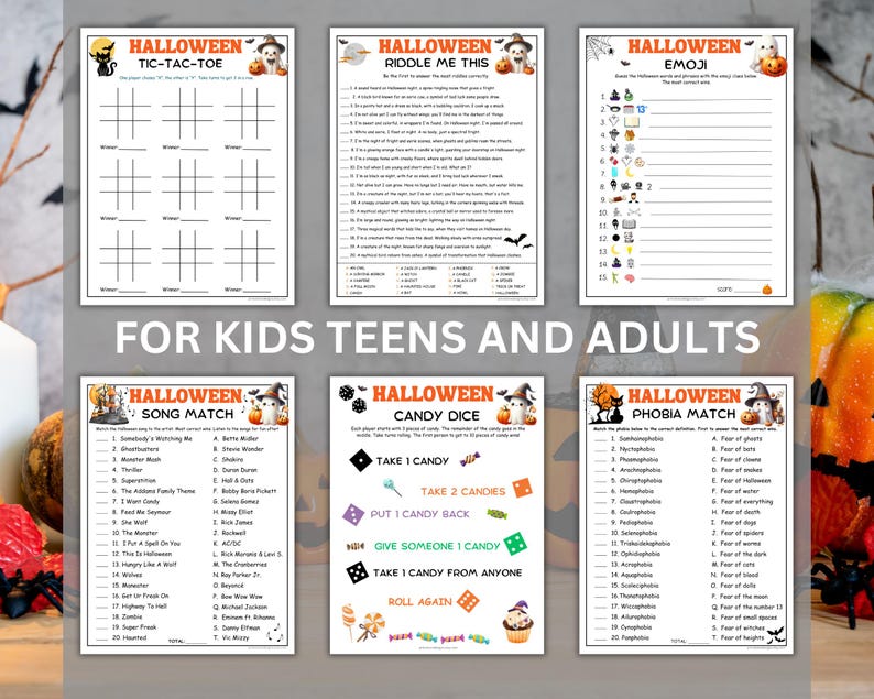 Halloween Games Bundle, Printable Halloween Games, Halloween Party Game ...