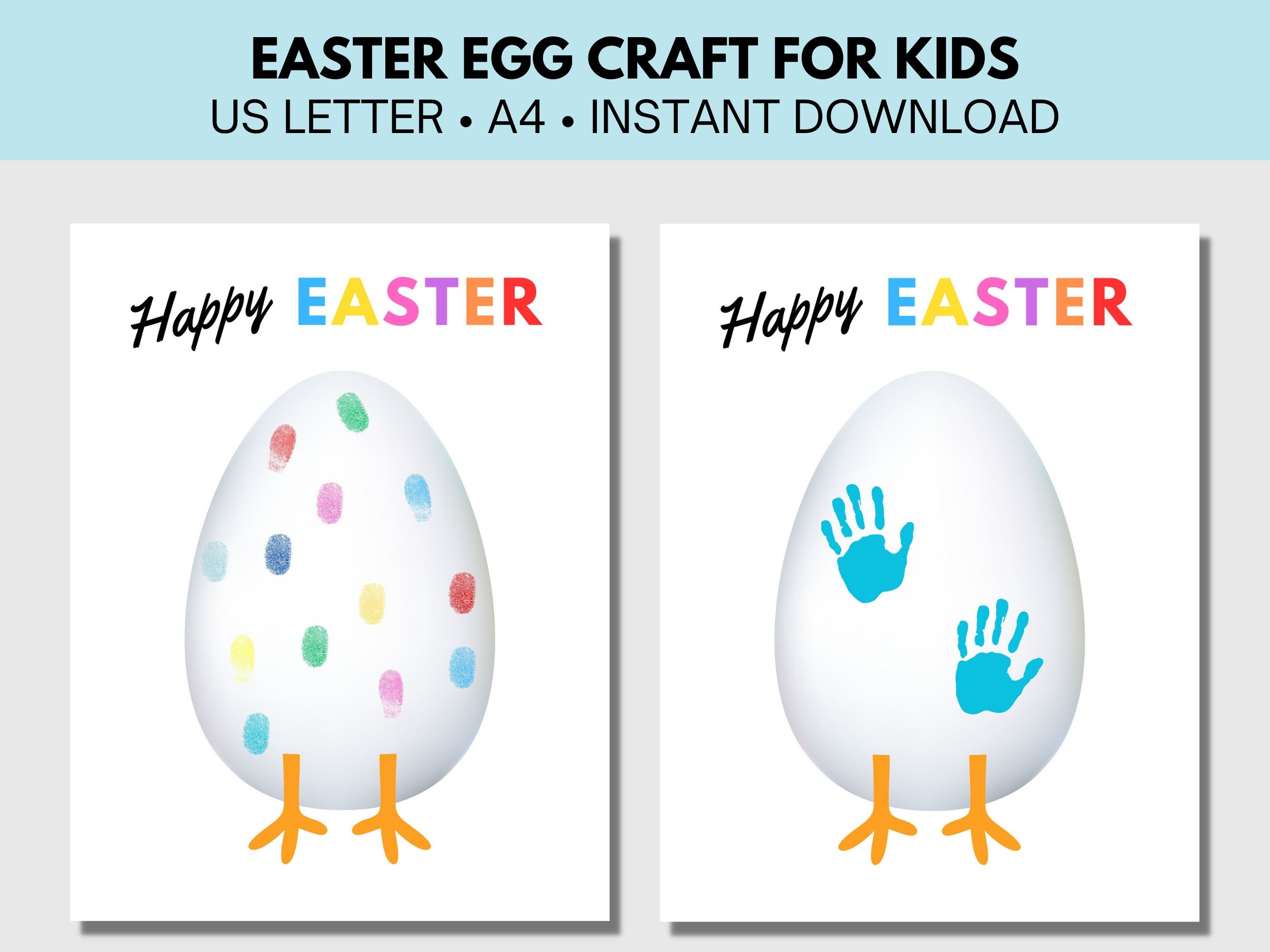 Easter Egg Craft for Kids Printable, Easter Handprint Art, Easter Egg ...