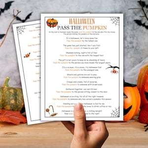 Pass the Pumpkin Halloween Printable Game, Fun Halloween Party Activity ...