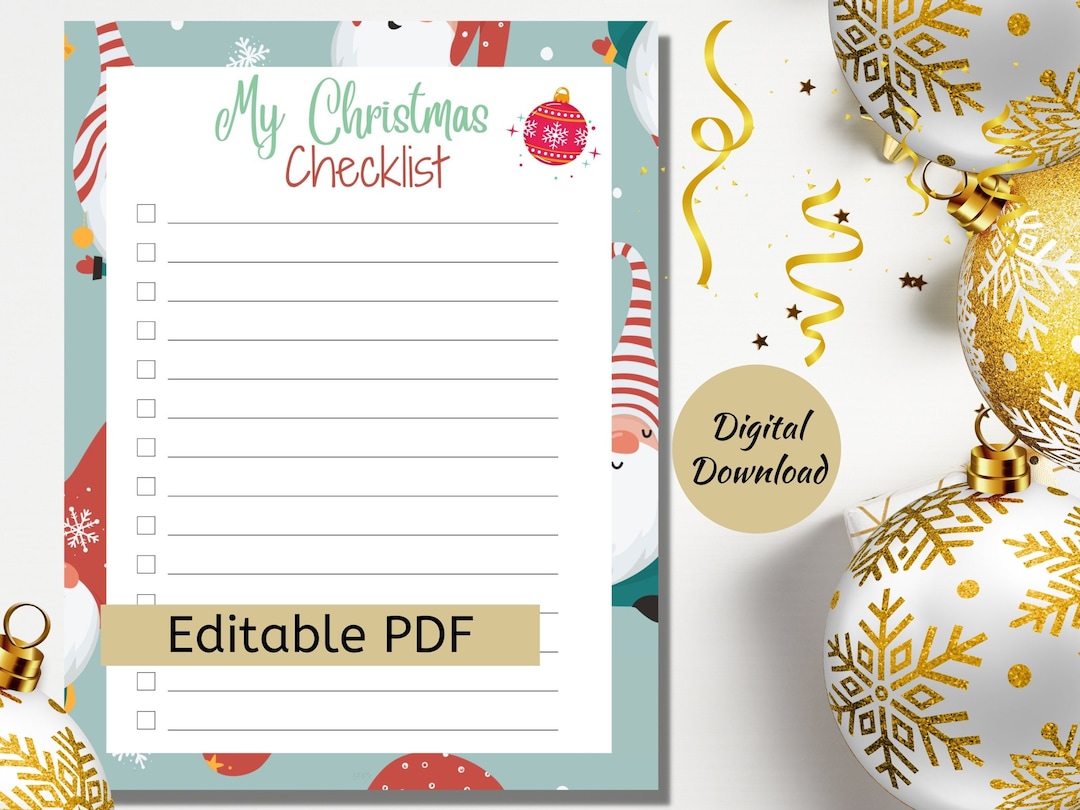 Christmas to Do List Printable Christmas Checklist To-do List Template ...