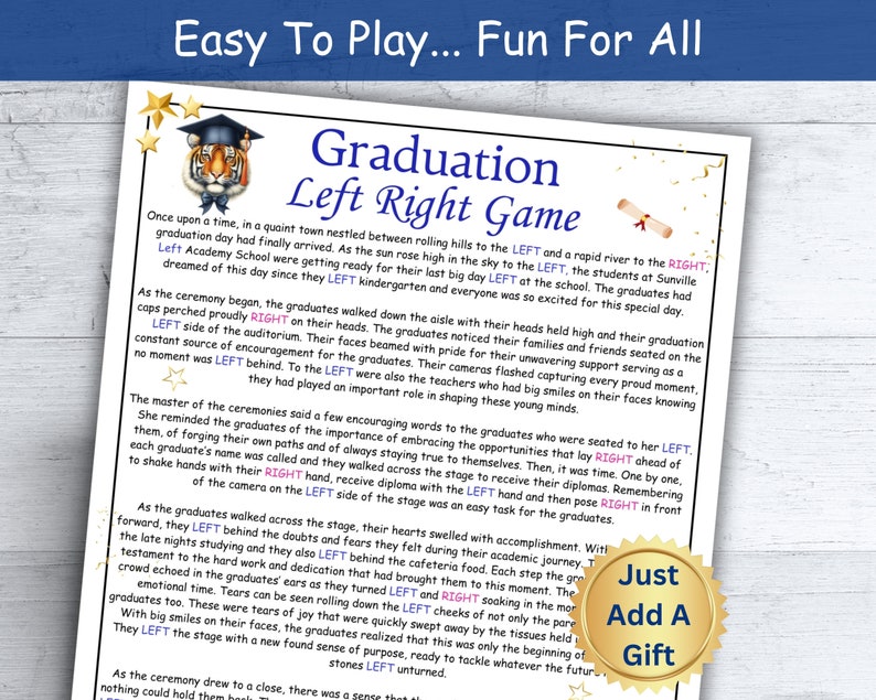Graduation Game, Left Right Game, Graduation Party Ideas, Class of 2025 ...