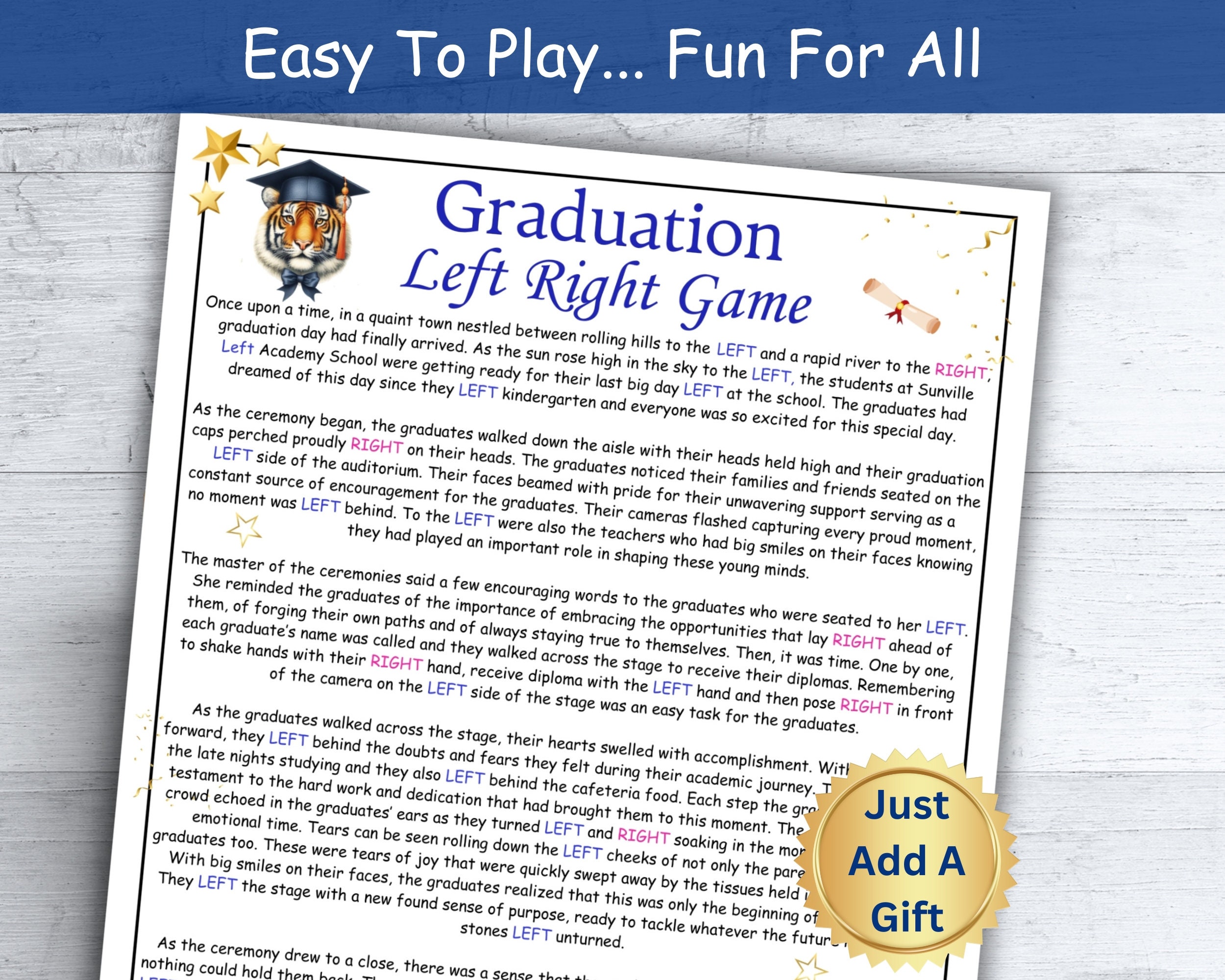 Graduation Game, Left Right Game, Graduation Party Ideas, Class of 2025 ...