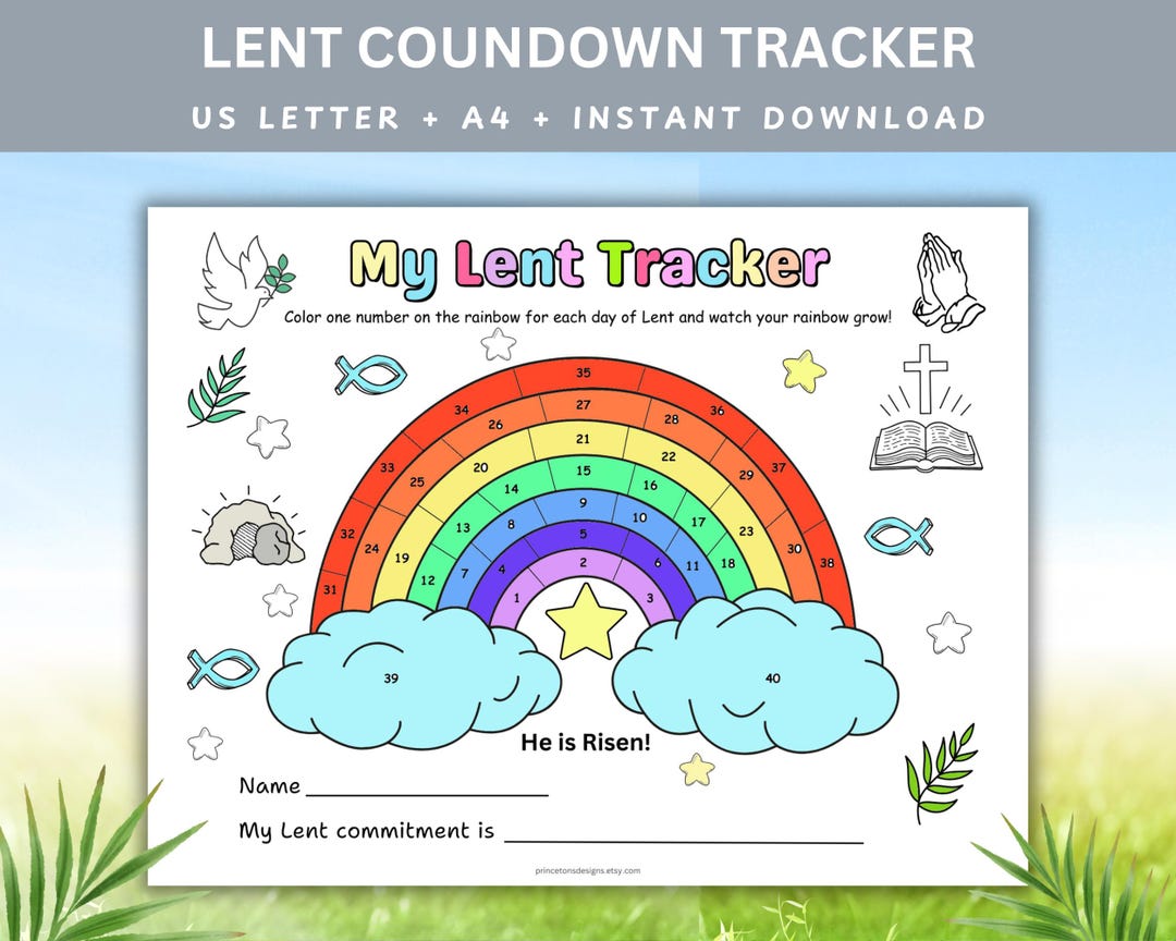 Lent Kids Activity Lent Tracker, Lent Countdown Calendar,40 Days of ...