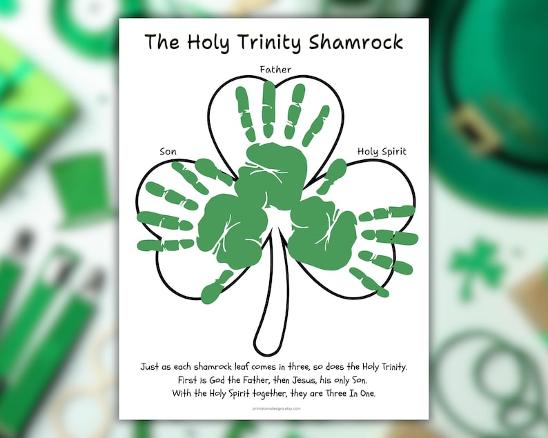 St. Patrick's Day Handprint Art, Christian St Patricks Day Craft, Holy ...