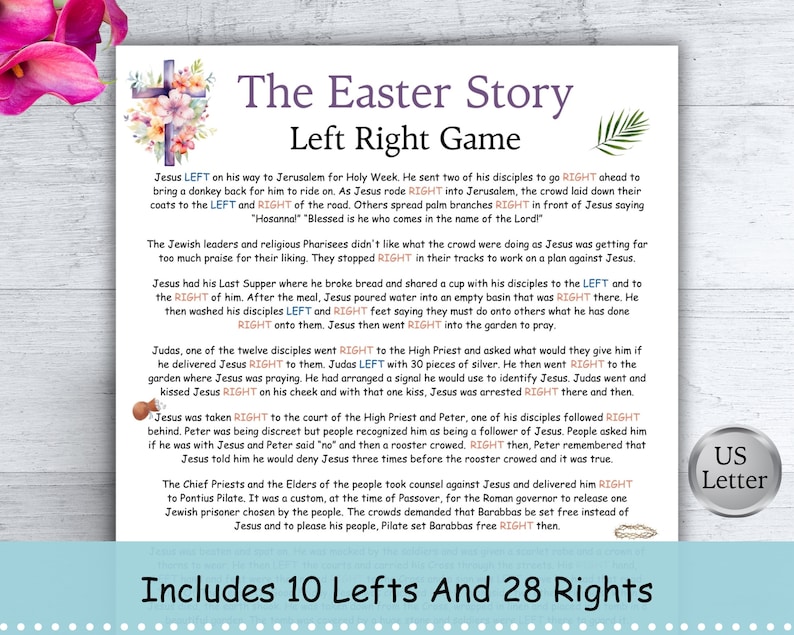 Easter Games Printable, Easter Story Left Right Game, Church Easter ...