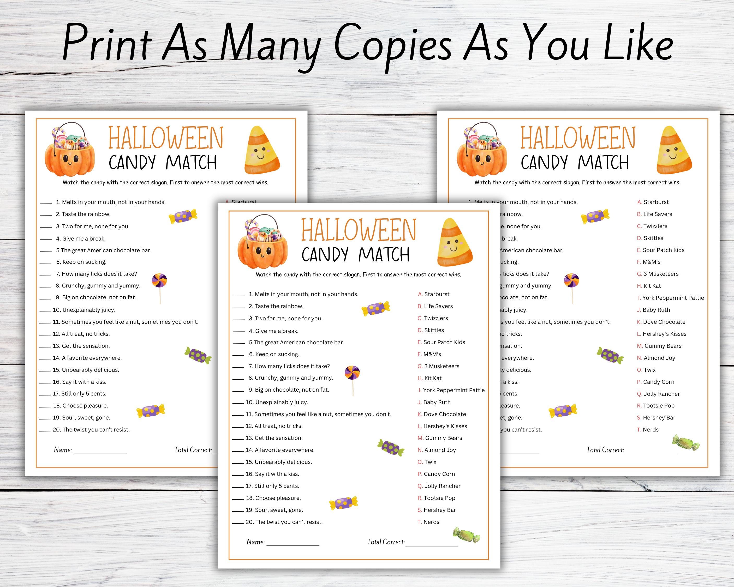 Halloween Candy Match Game, Halloween Trivia, Halloween Party Games ...