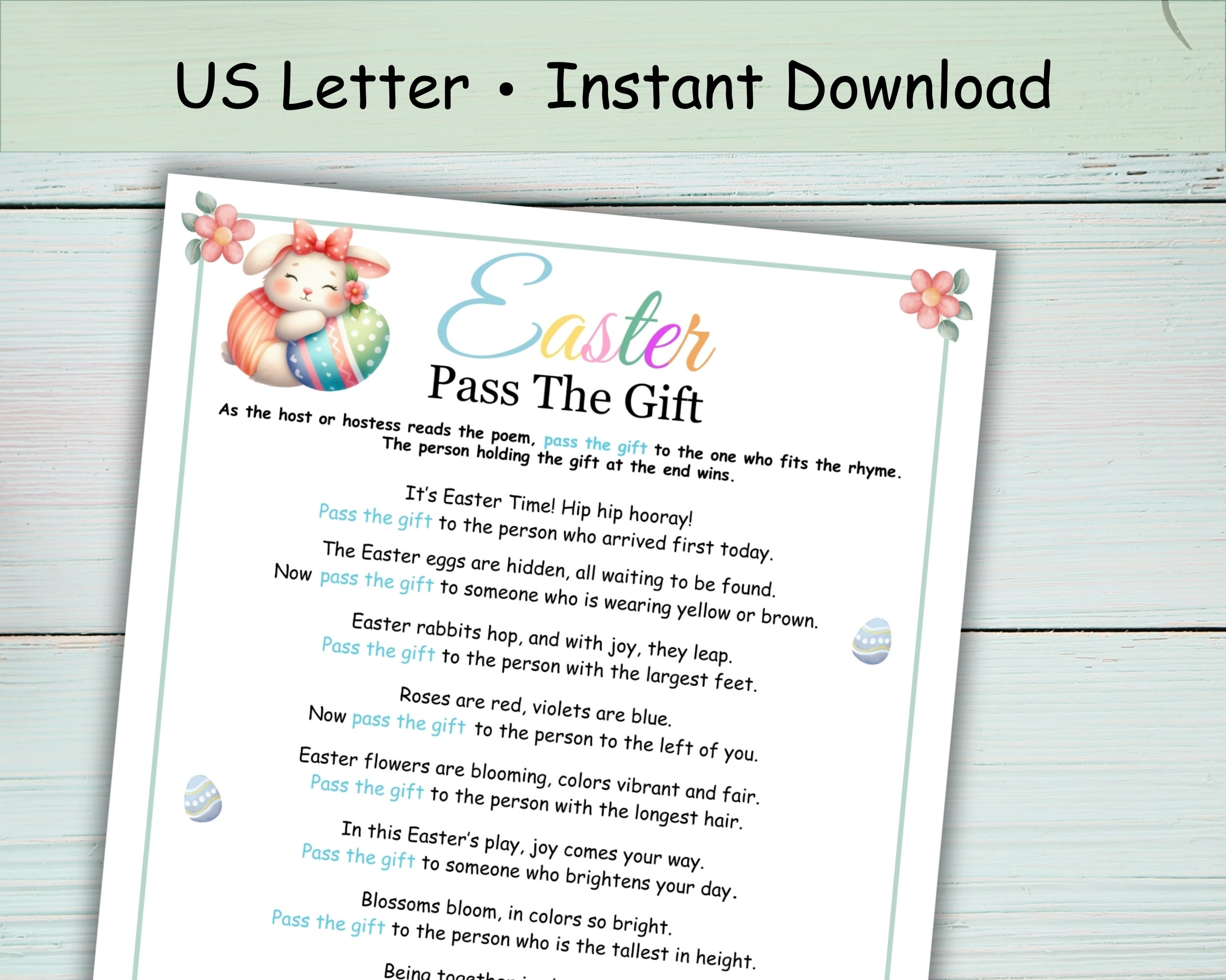 Easter Game, Pass the Gift Game, Easter Party Games, Printable Easter ...