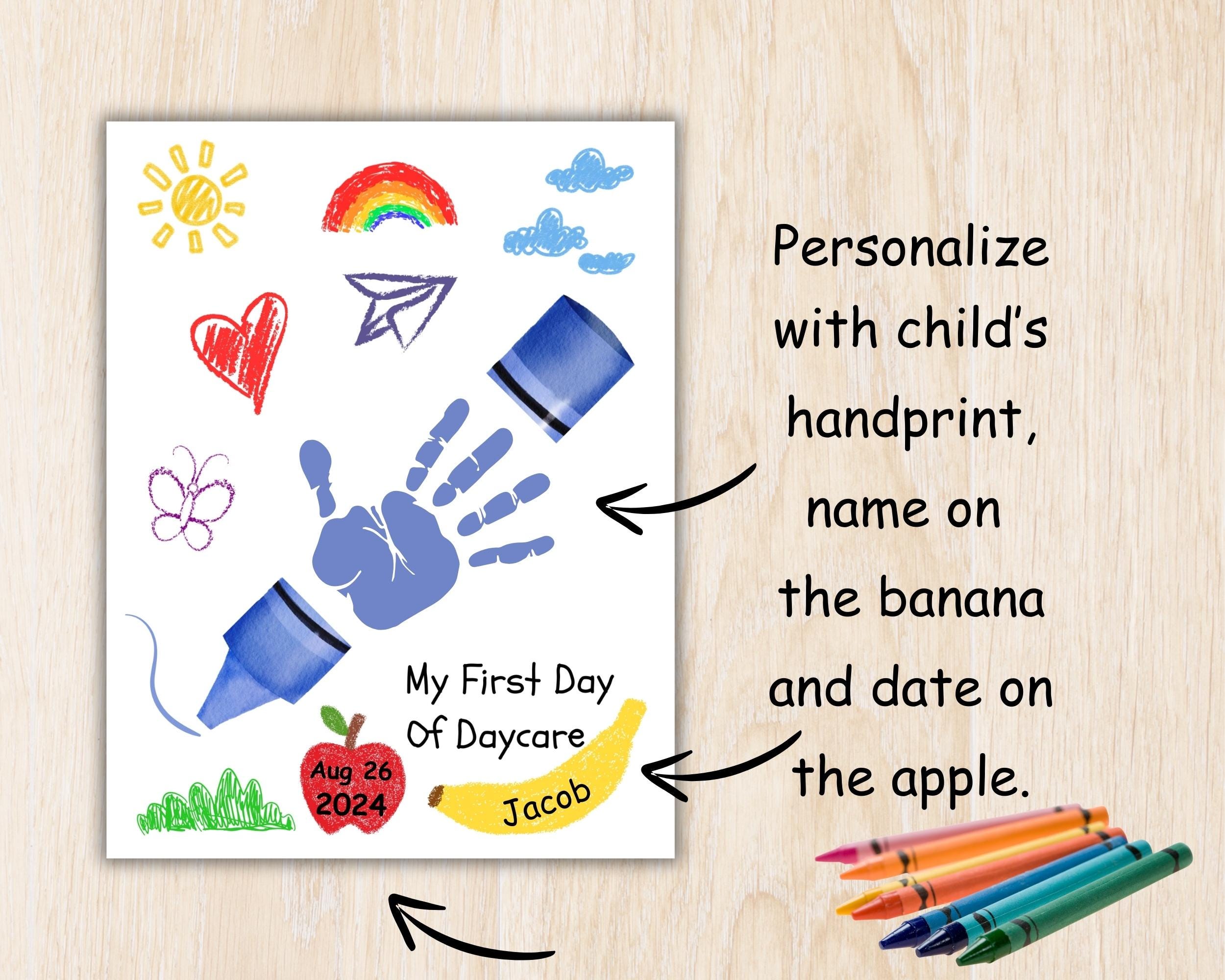 First Day of Daycare Handprint Craft, Daycare Printable Sign ...