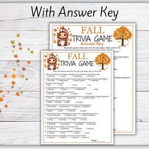 Fall Trivia Game, Printable Fall Game, Printable Autumn Game, Family ...