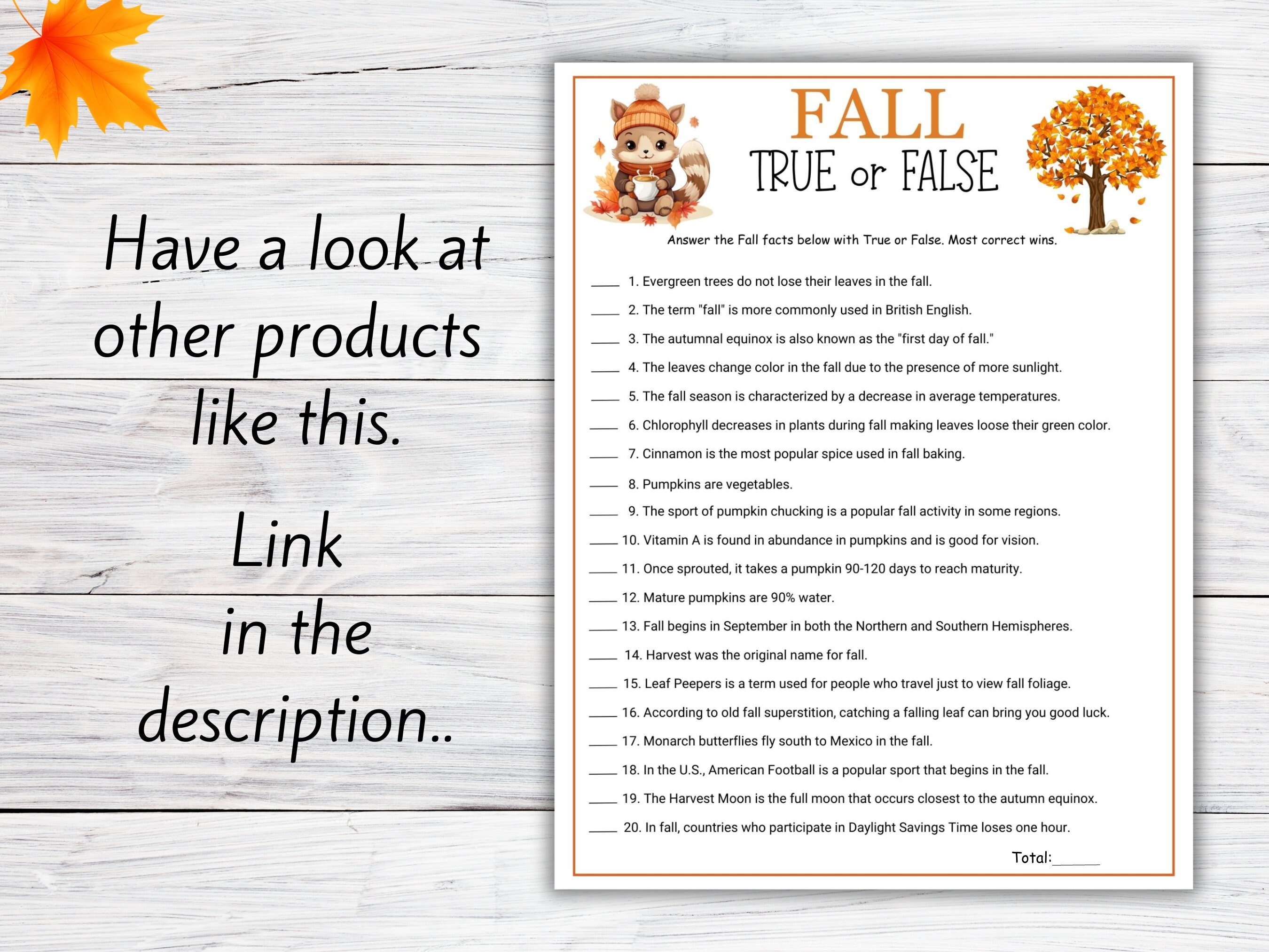 Fall Trivia Game, Printable Fall Game, Printable Autumn Game, Family ...