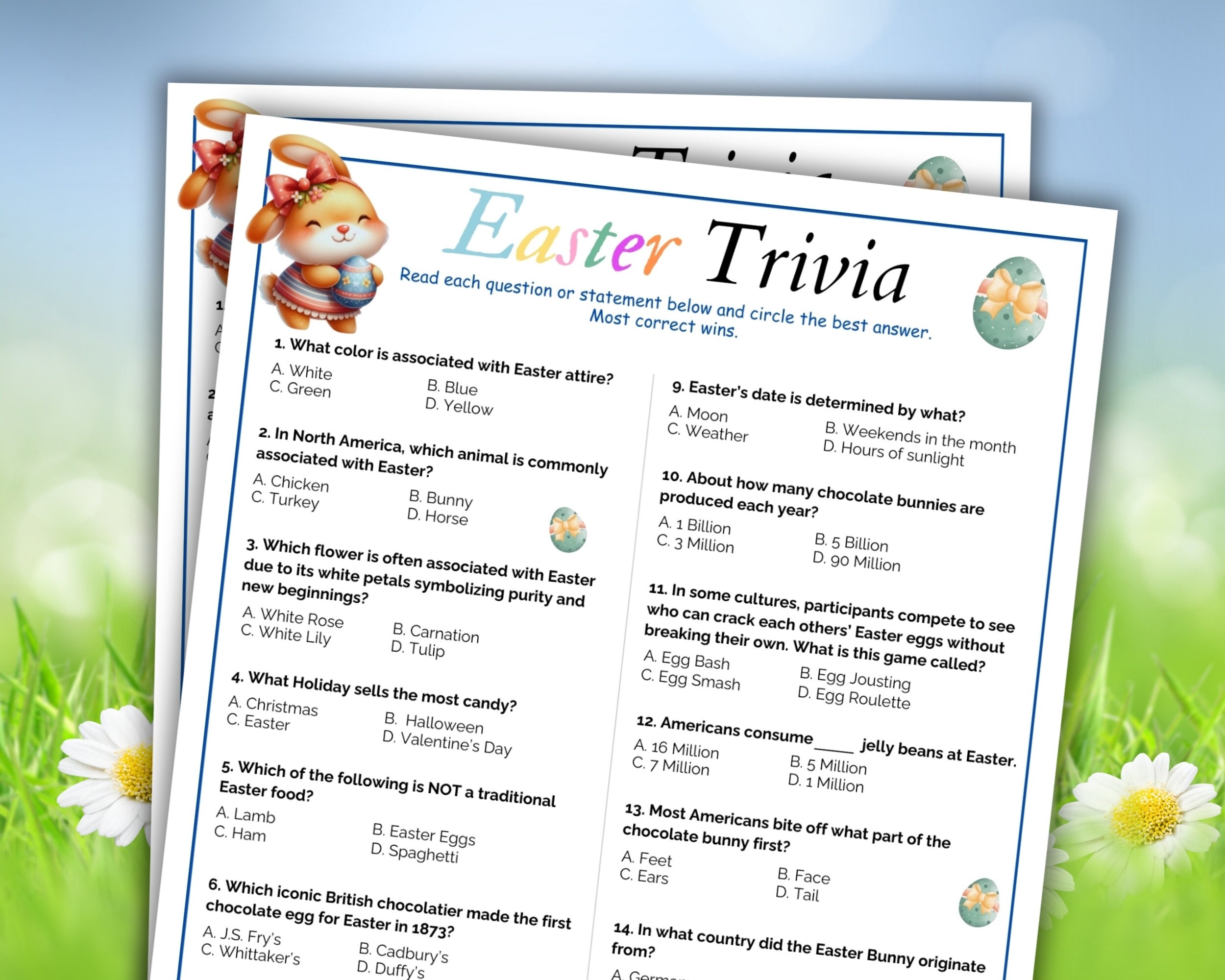 Easter Trivia Game, Easter Games Printable, Easter Party Games, Easter ...